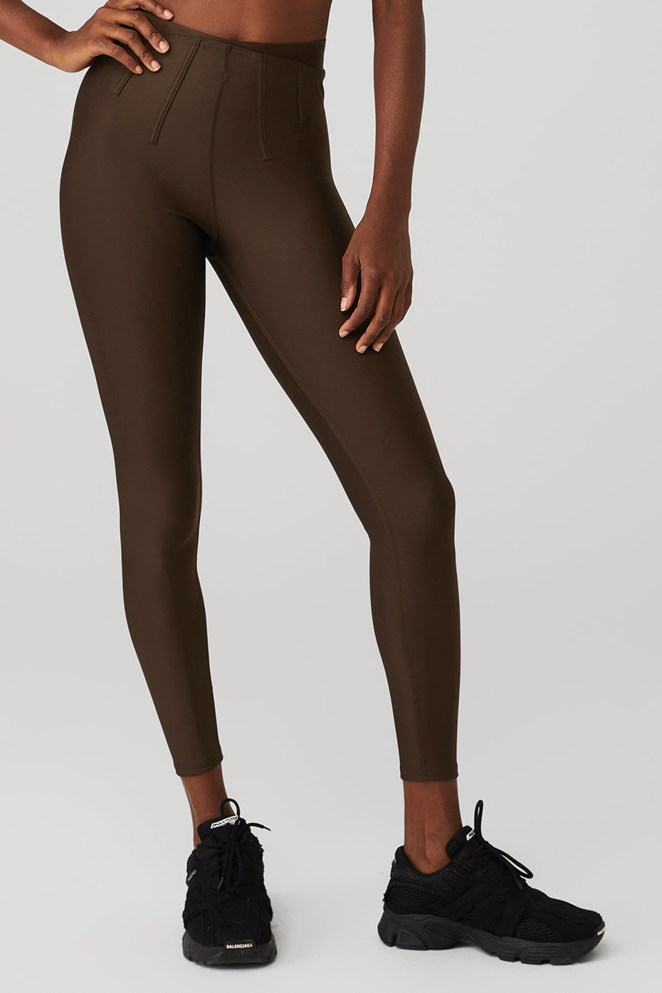 Alo Yoga Airlift High-Waist 7/8 Corset Legging In Brown, Size