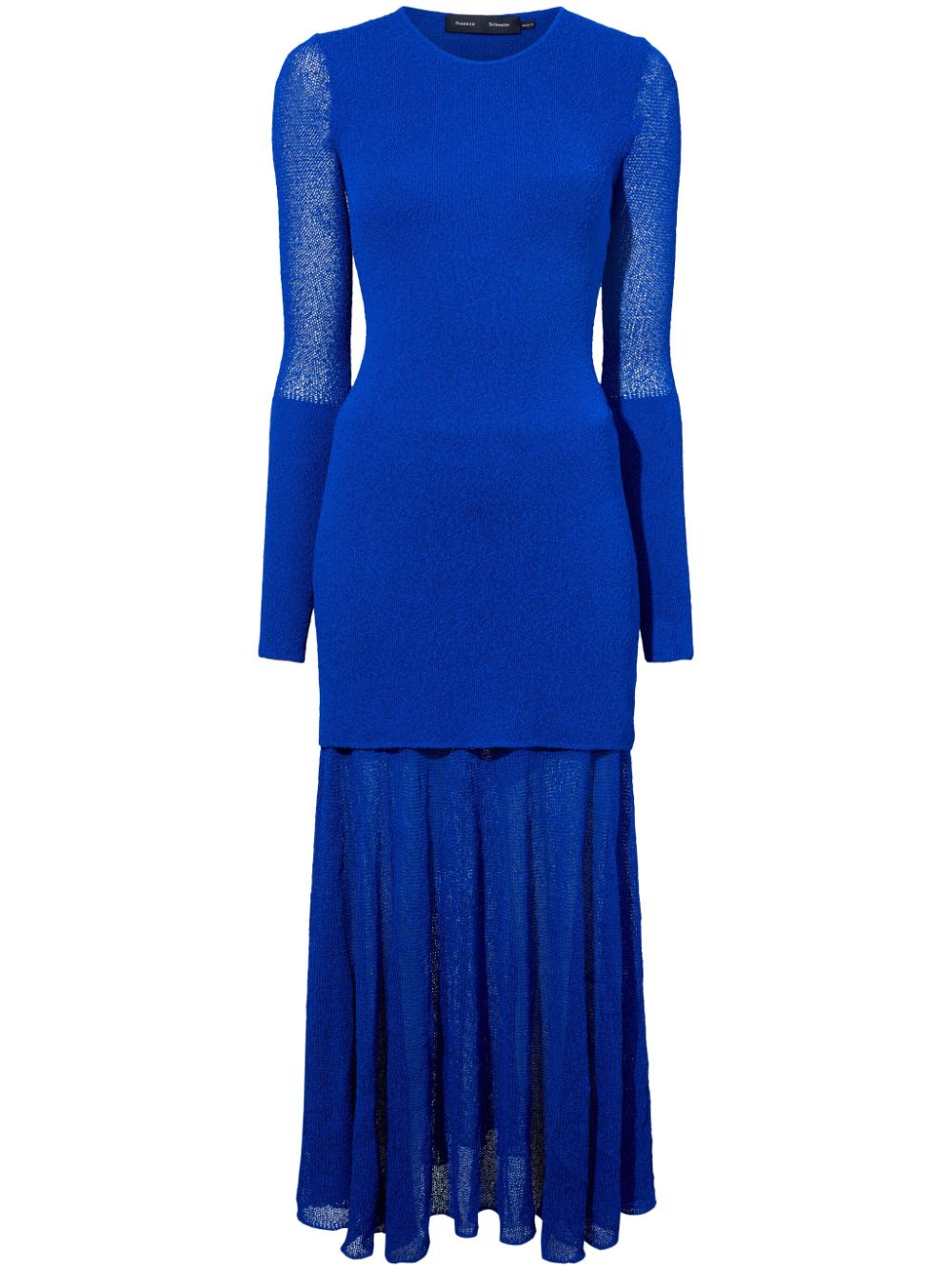 Proenza Schouler Naomi Crochet-Stripe-Knit Maxi Dress - Black | Editorialist