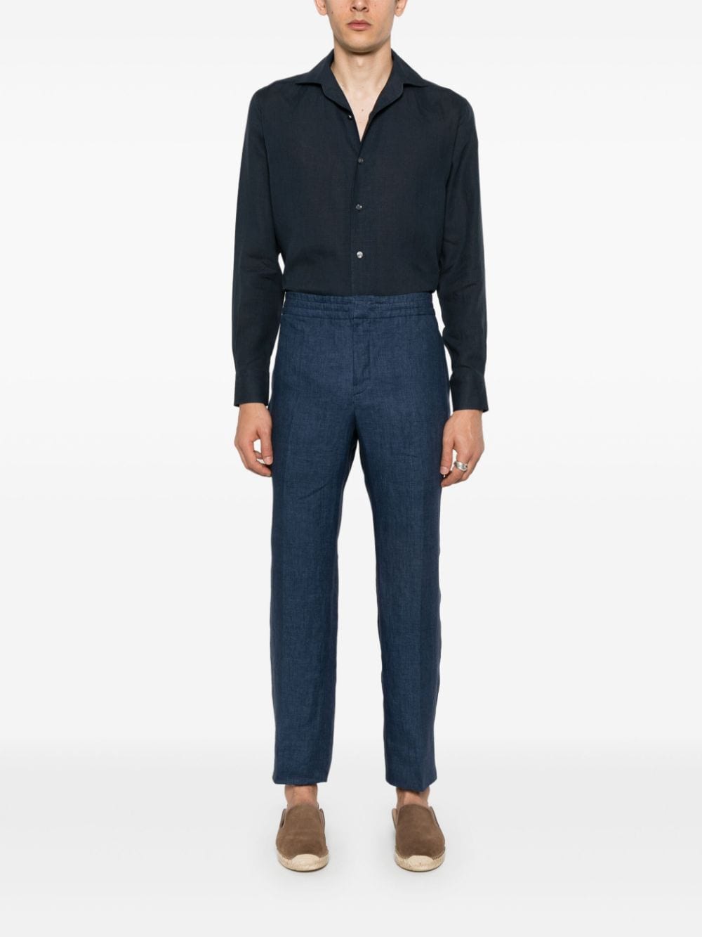 BRIONI classic-collar linen shirt