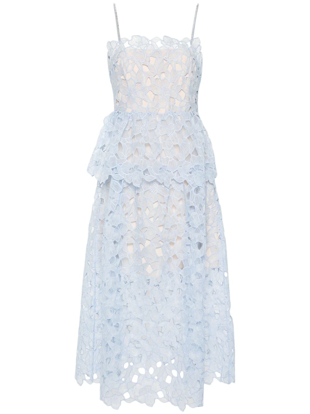 self portrait floral embroidered midi dress Blue Flower Lace Midi Dress main image 1