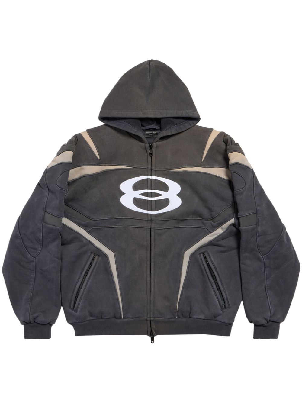 Balenciaga Unity Sports Icon Panelled Zip-Up Hoodie - Black
