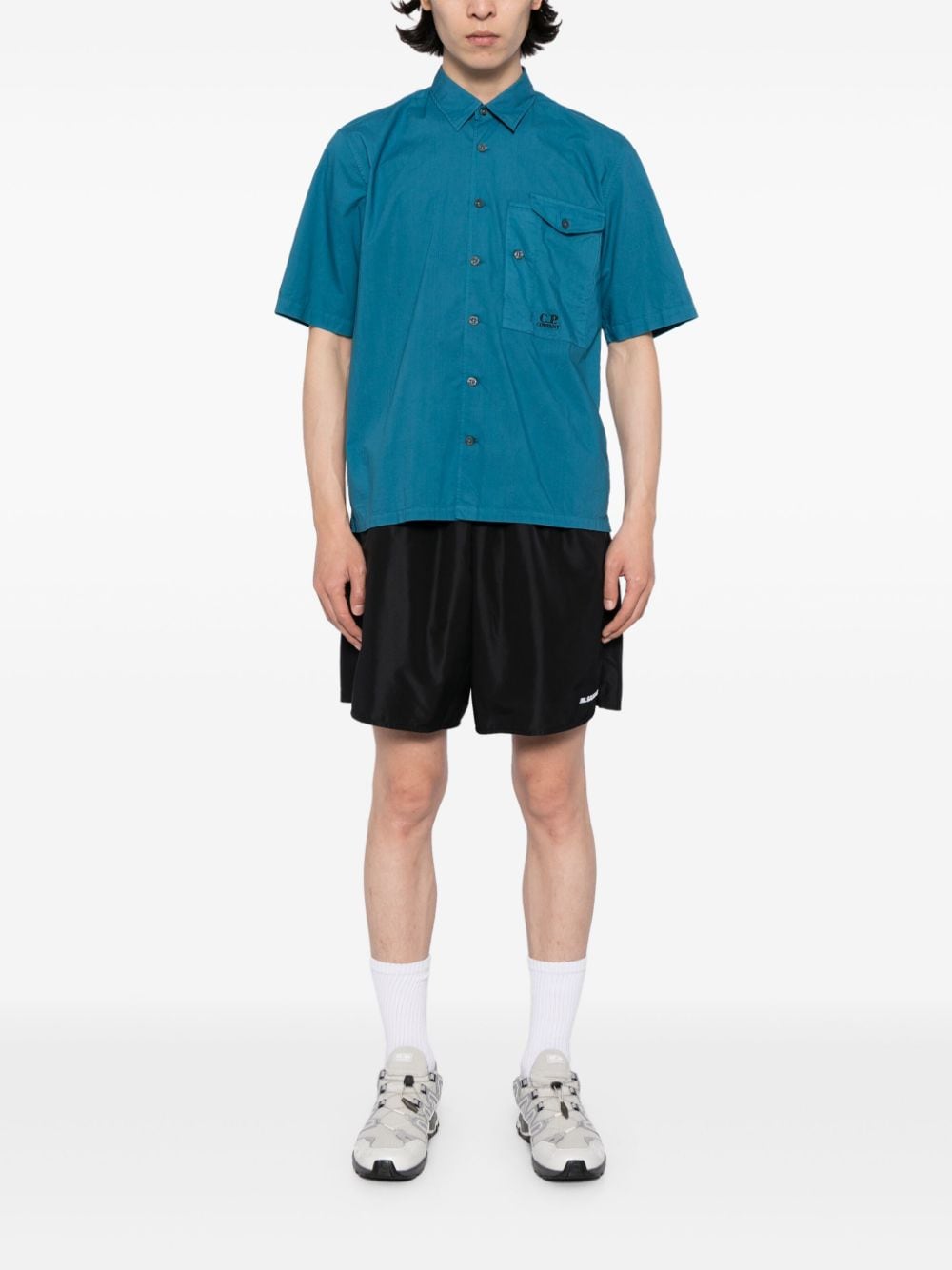 C.P. COMPANY logo-embroidered cotton skirt