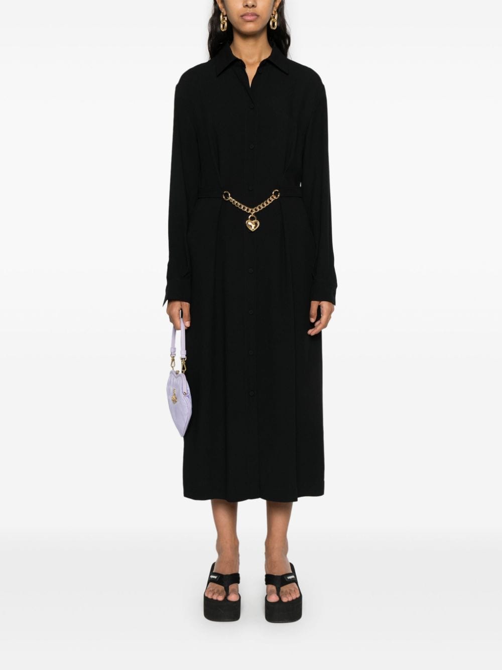 MOSCHINO Moschino heart-padlock belted shirtdress