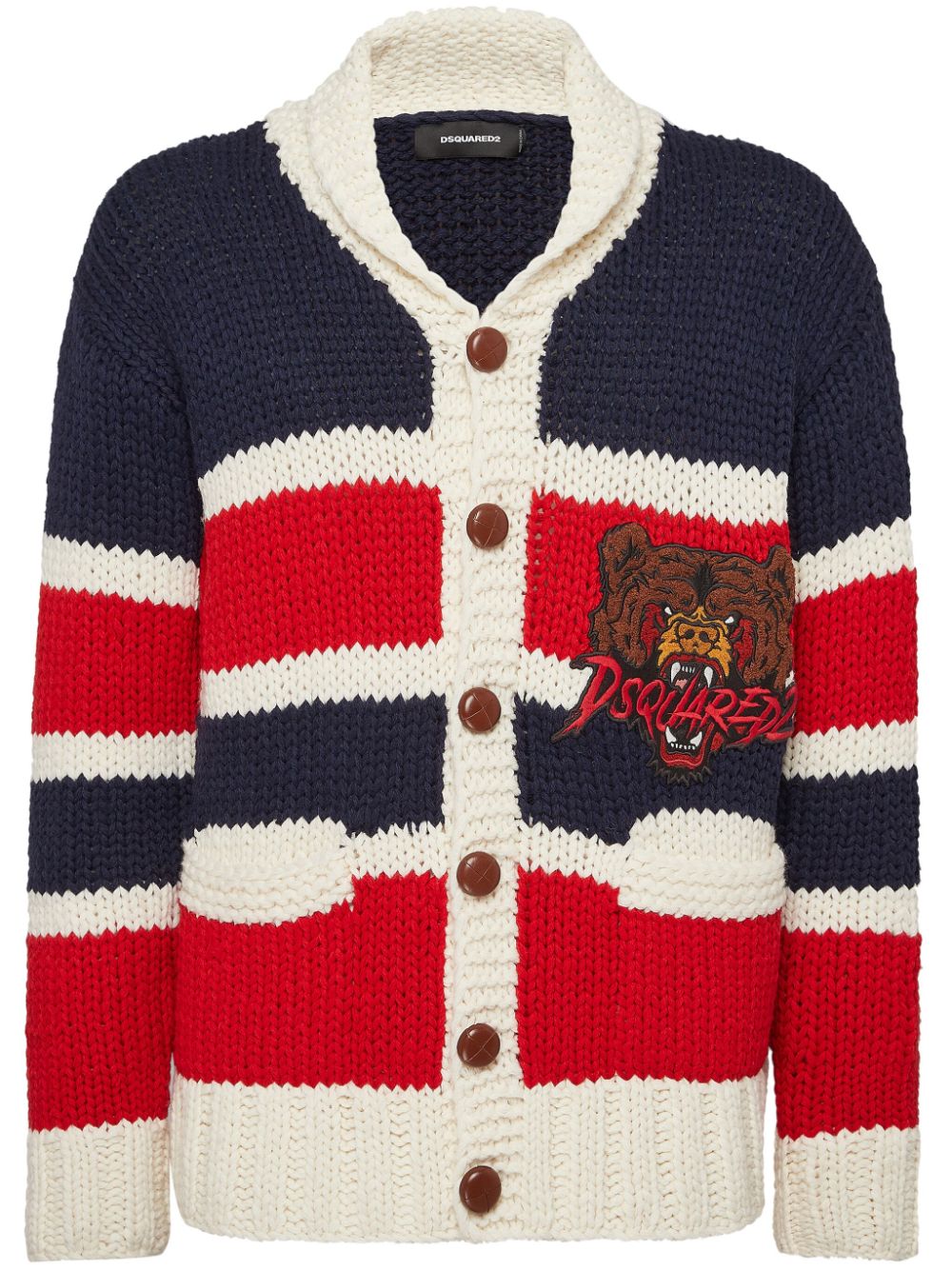 Dsquared2 カーディガン Dsquared2 Logo-Appliqué Zipped Cardigan In Blue - 85% Off