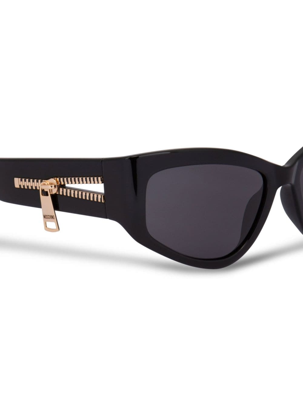 Moschino Cat-Eye Sunglasses with Zipper Accent Zip Detail black sunglasses | Moschino main image 3