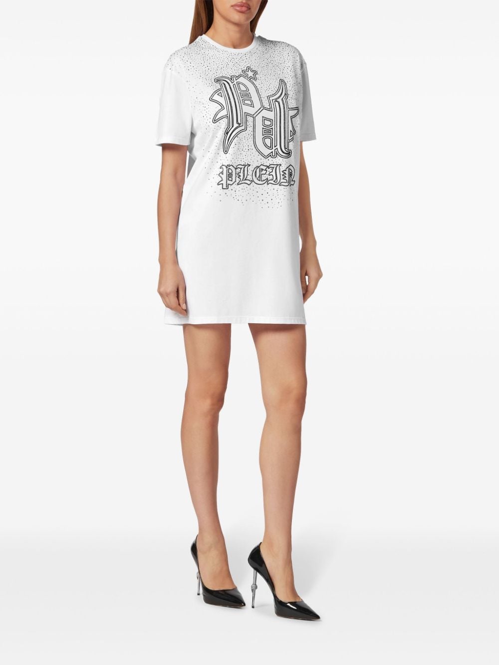 PHILIPP PLEIN Philipp Plein Crystal-Logo T-Shirt Dress