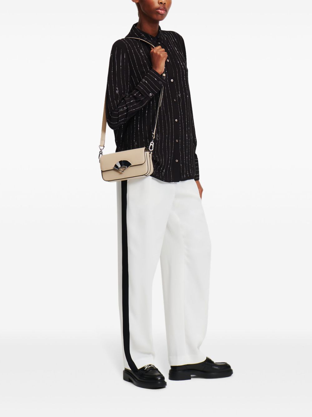 KARL LAGERFELD Karl Lagerfeld Pinstriped Rhinestone-Embellished Shirt