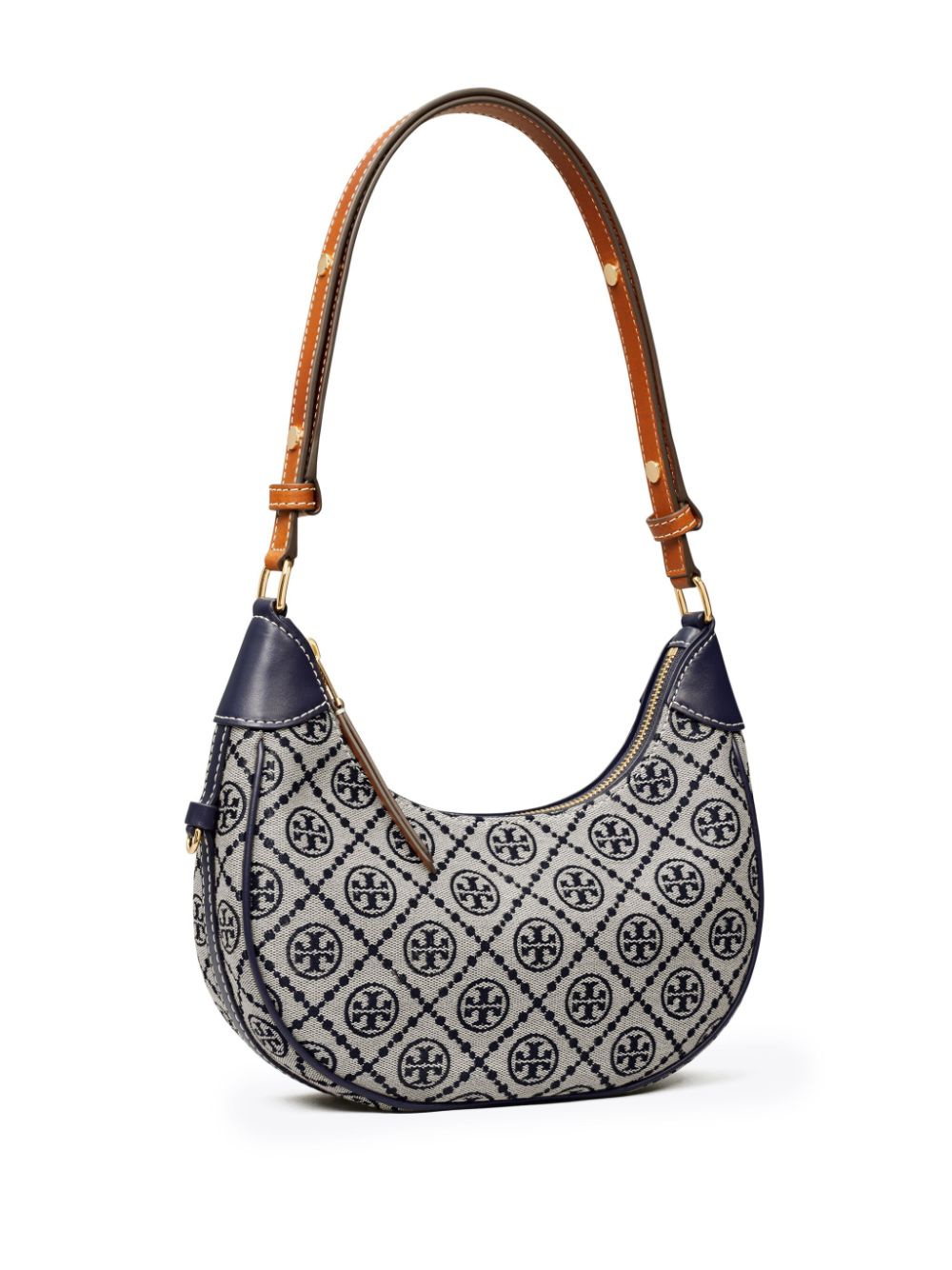Tory Burch T-Monogram Jacquard Crescent Shoulder Bag - Tory Navy