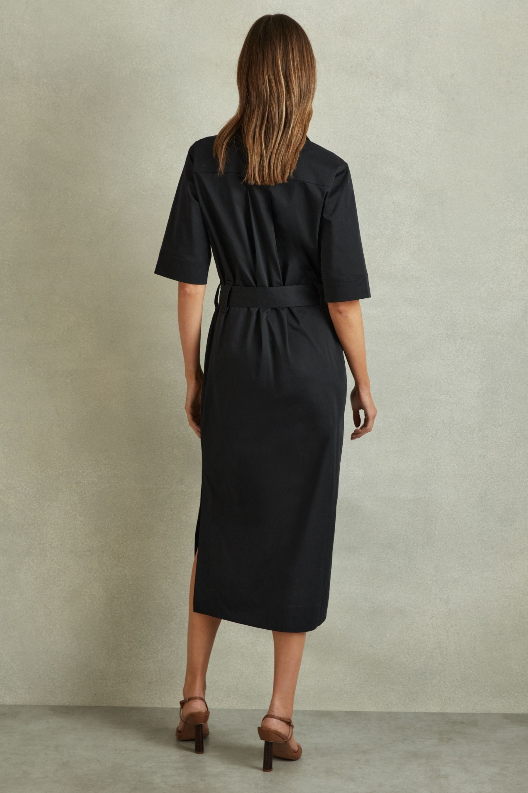 knee length dresses for ladies Edith Contrast Midi Dress in Natural main image 1