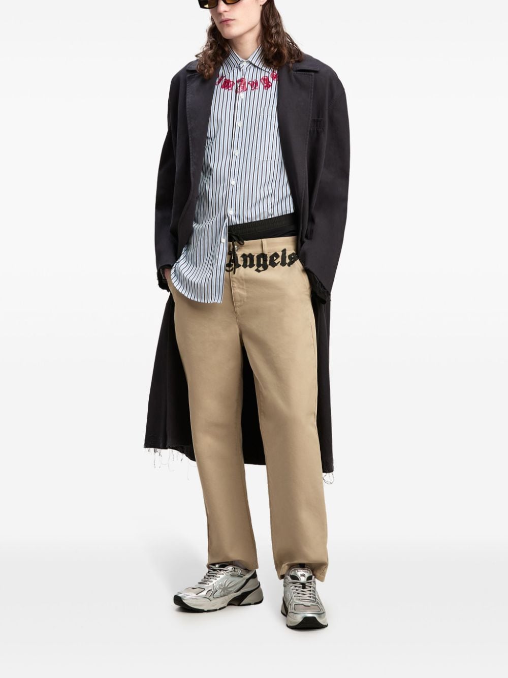 PALM ANGELS logo-print cotton chinos