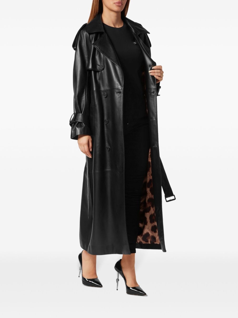 PHILIPP PLEIN Philipp Plein Leather Trench Coat