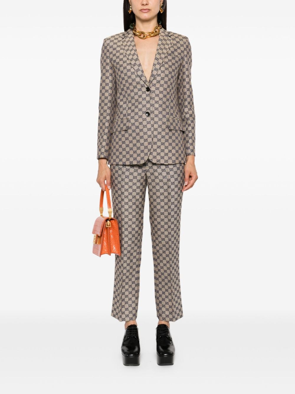 GUCCI Gucci GG-Embroidered Single-Breasted Blazer
