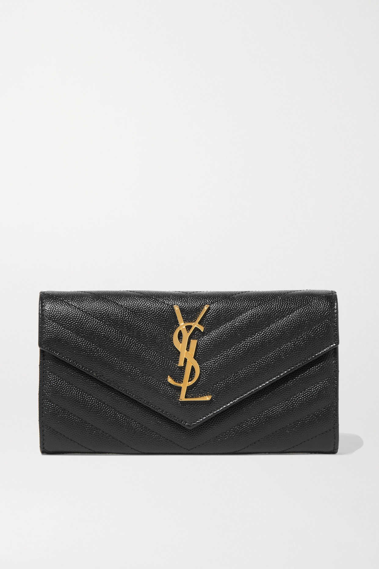 SAINT LAURENT Monogramme Quilted Textured-leather Wallet
