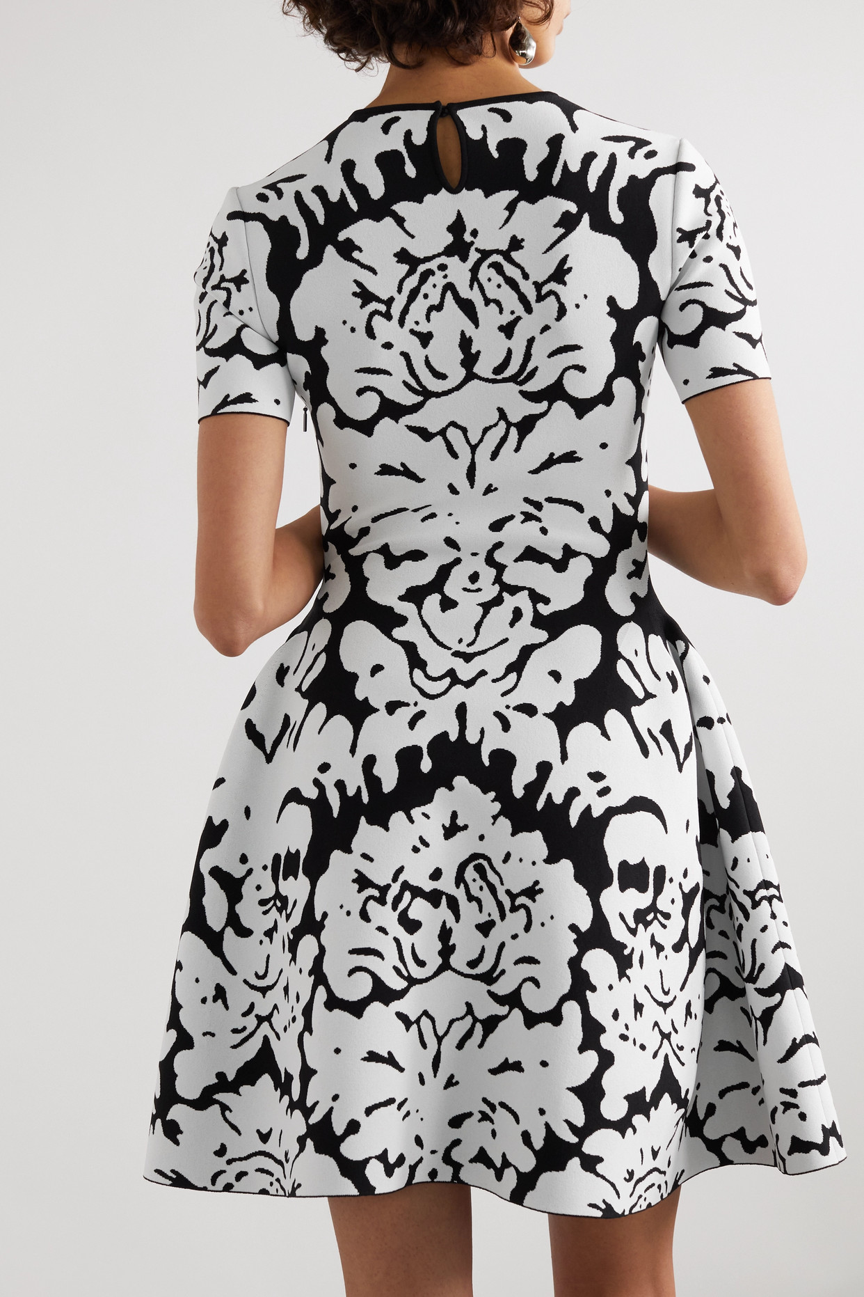 Alexander Mcqueen Jacquard-Knit Mini Dress - Black | Editorialist