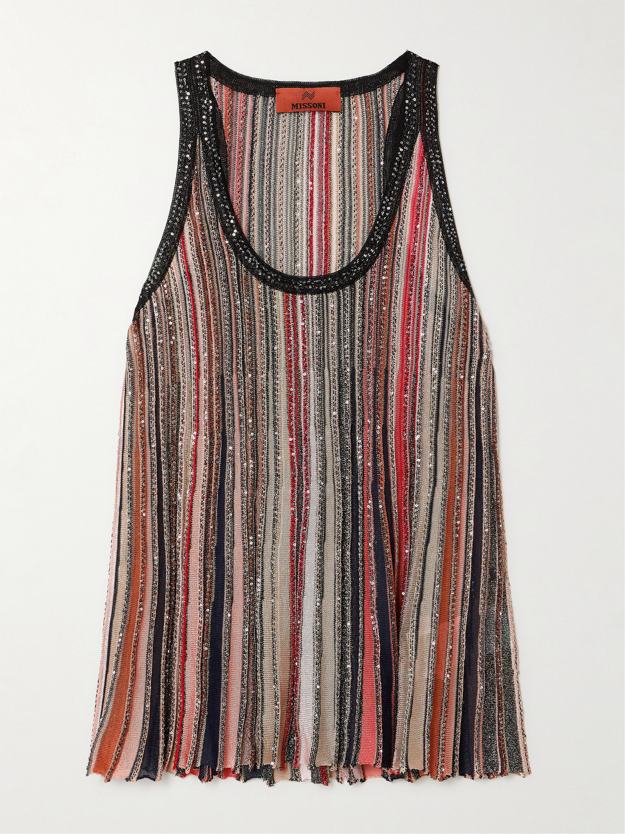 Missoni Sequin-Embellished Striped Crochet-Knit Tank In Multi 50