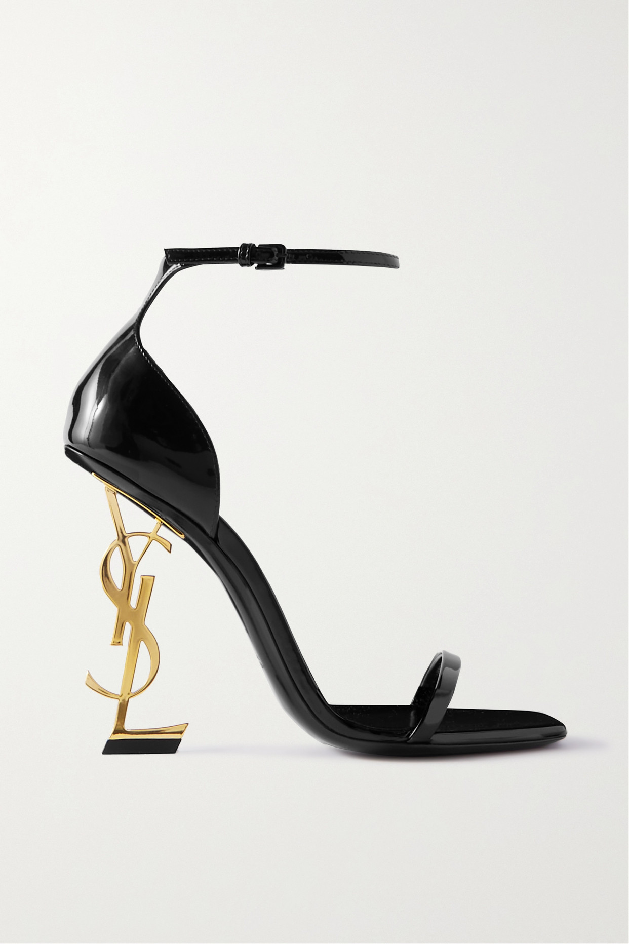 Saint Laurent Opyum Patent-Leather Sandals Black Editorialist - Main Image