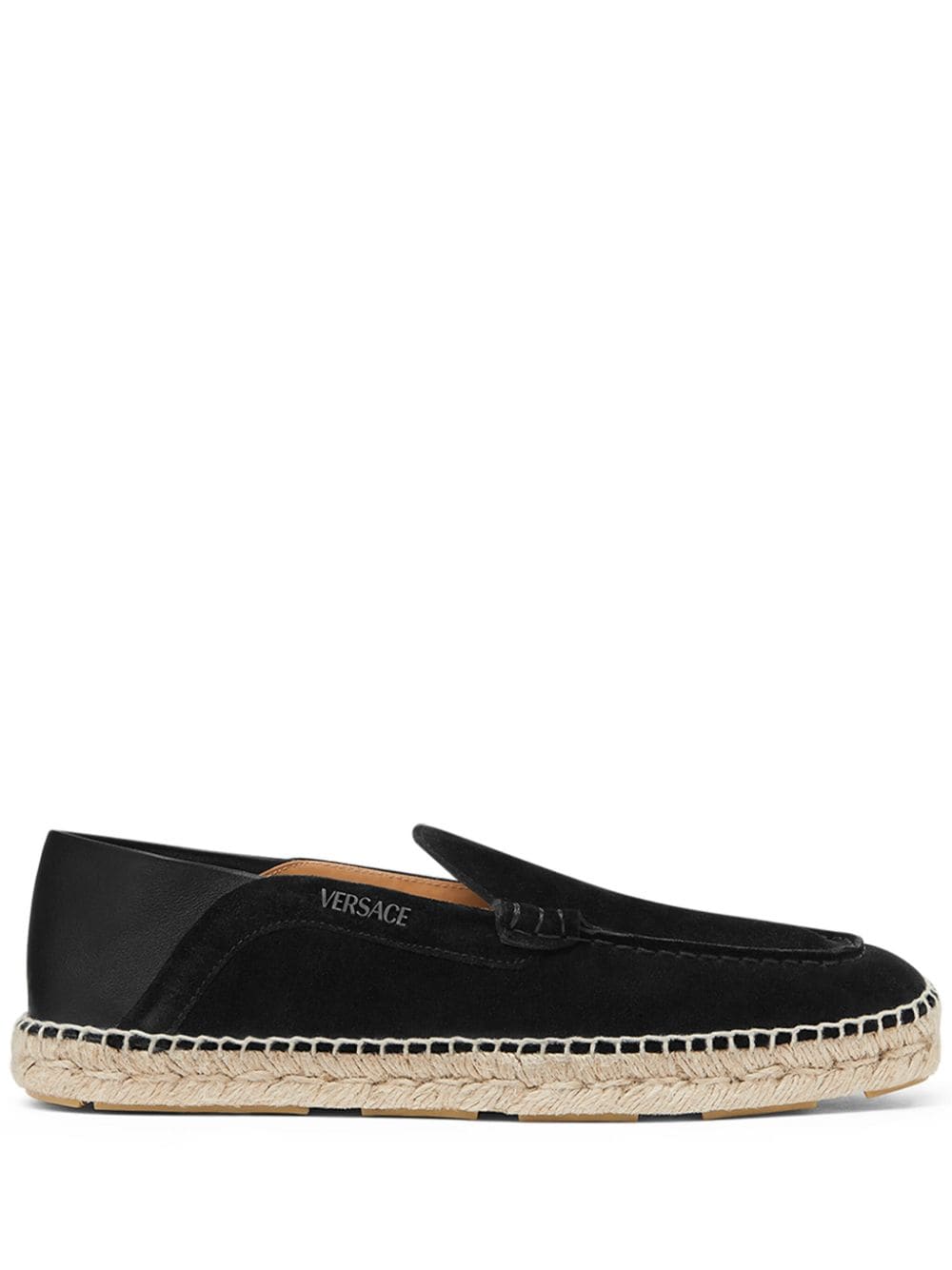 Versace Black & White Logo Espadrille Slip-Ons VERSACE NWT BLACK WHITE BAROQUE ESPADRILLES SIZE 12 / 45  main image 2