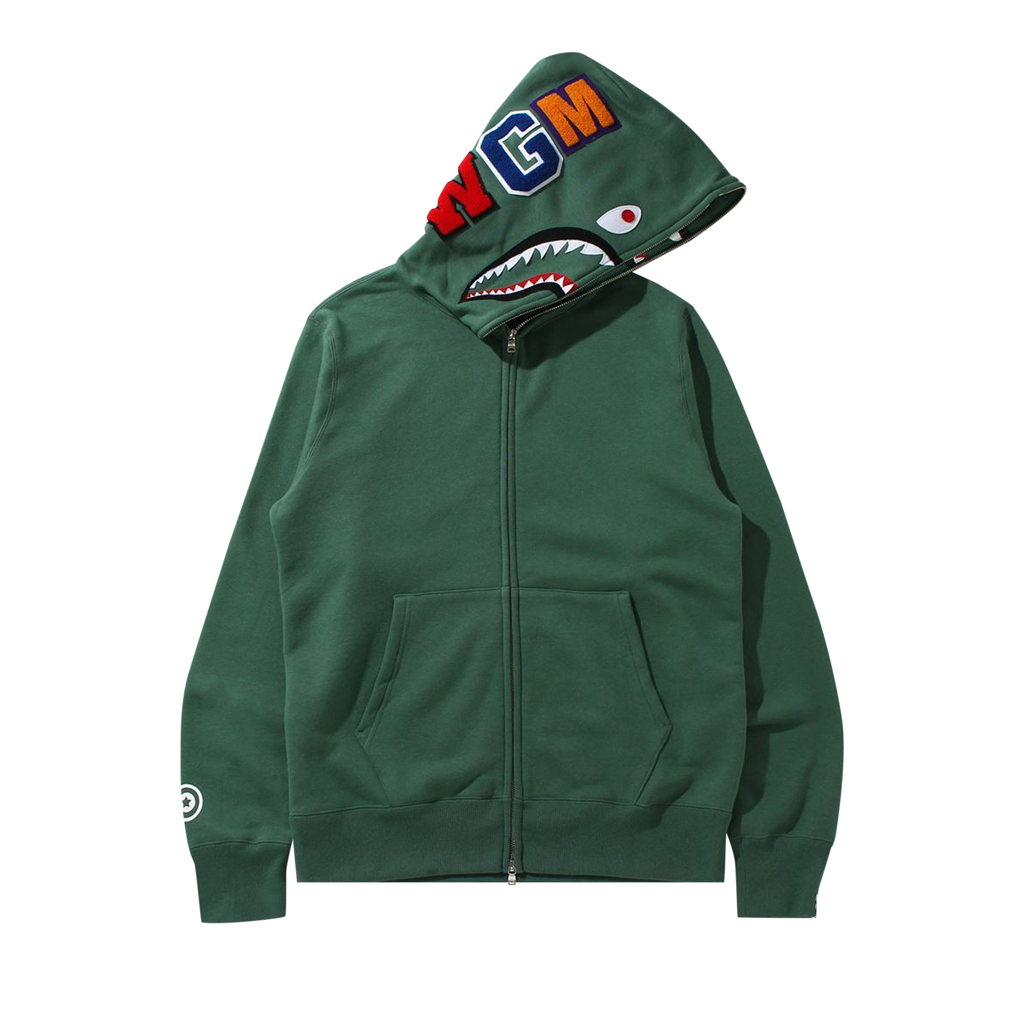 A Bathing Ape Abc Camo Shark Full Zip Hoodie - Grn-Green