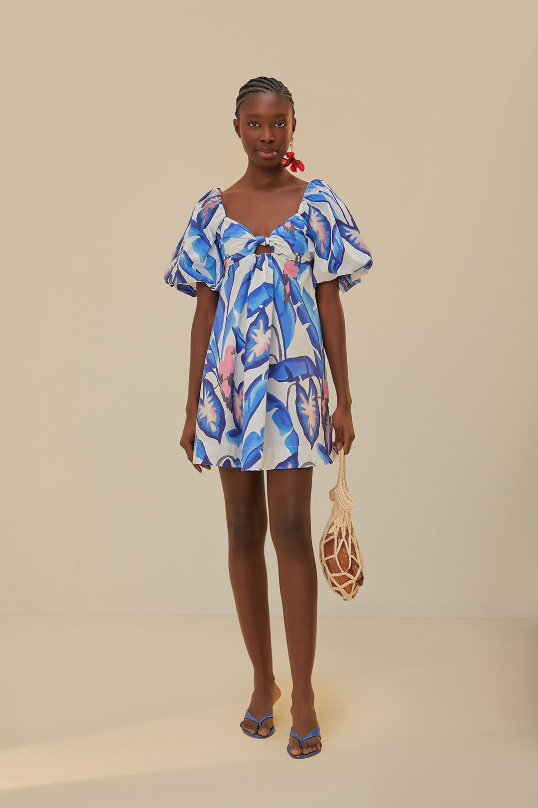 Farm Rio Active Blue Foliage Mini Dress - Blue Foliage Off-White | Editorialist Farm Rio Active Blue Foliage Mini Dress - Blue Foliage Off-White | Editorialist