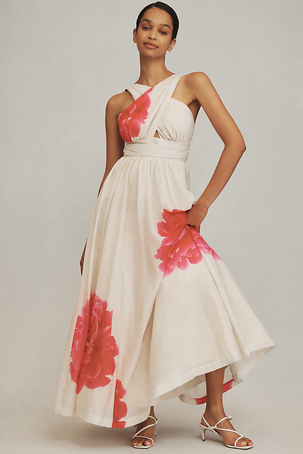 high neck dress halter Backless Halter Maxi Dress