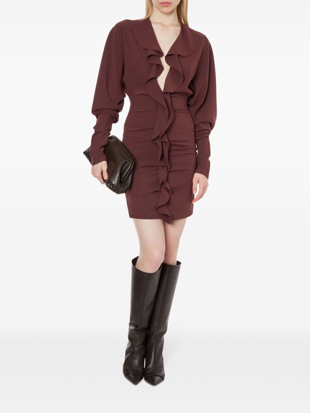 PHILOSOPHY DI LORENZO SERAFINI V-Neck Ruffled Mini Dress