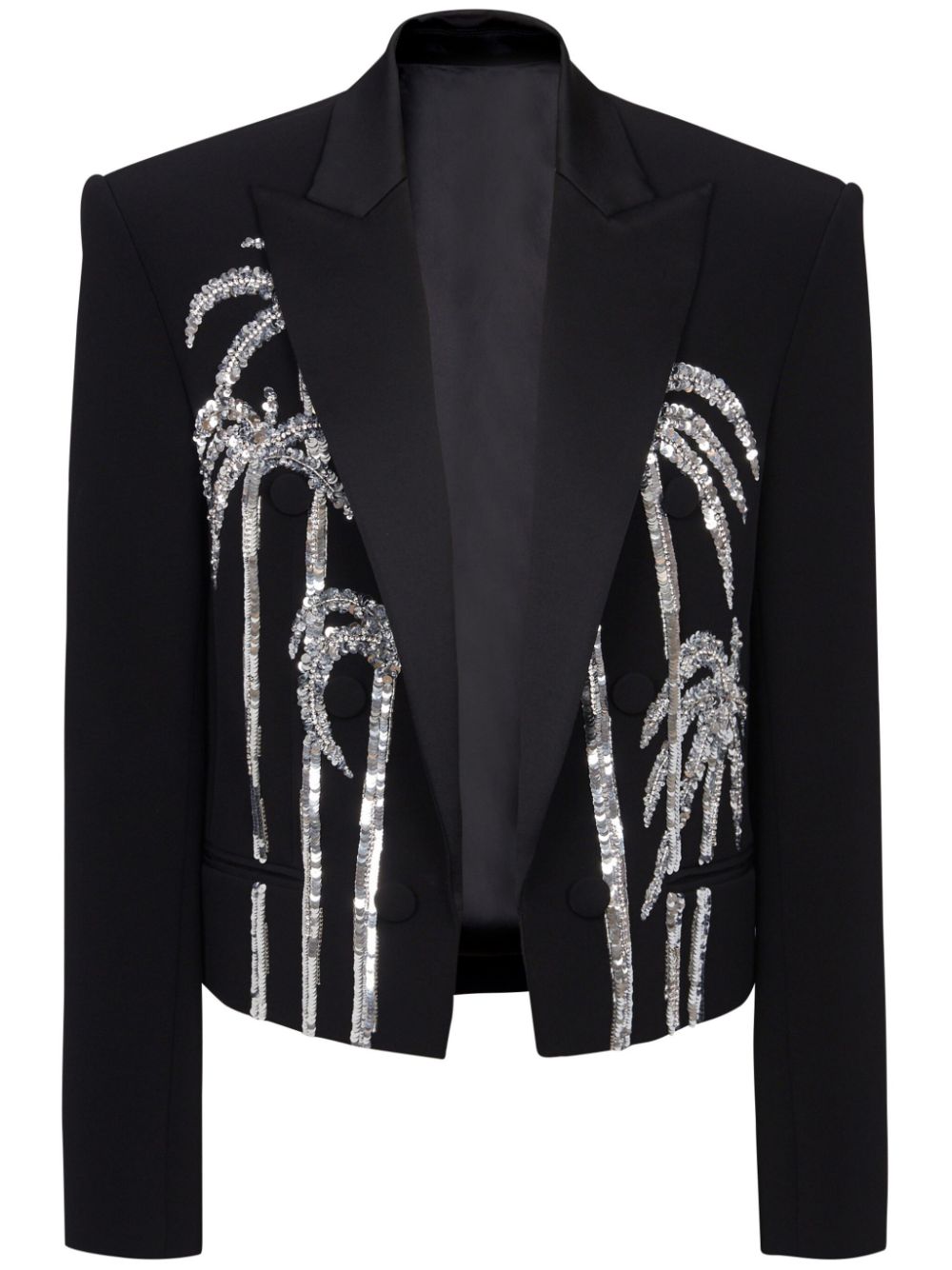 Balmain Palm Tree-Print Blazer In Black 40% Off Editorialist