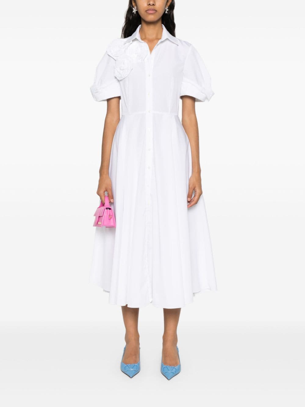 ERDEM ERDEM Rose-Appliqué Shirt Dress