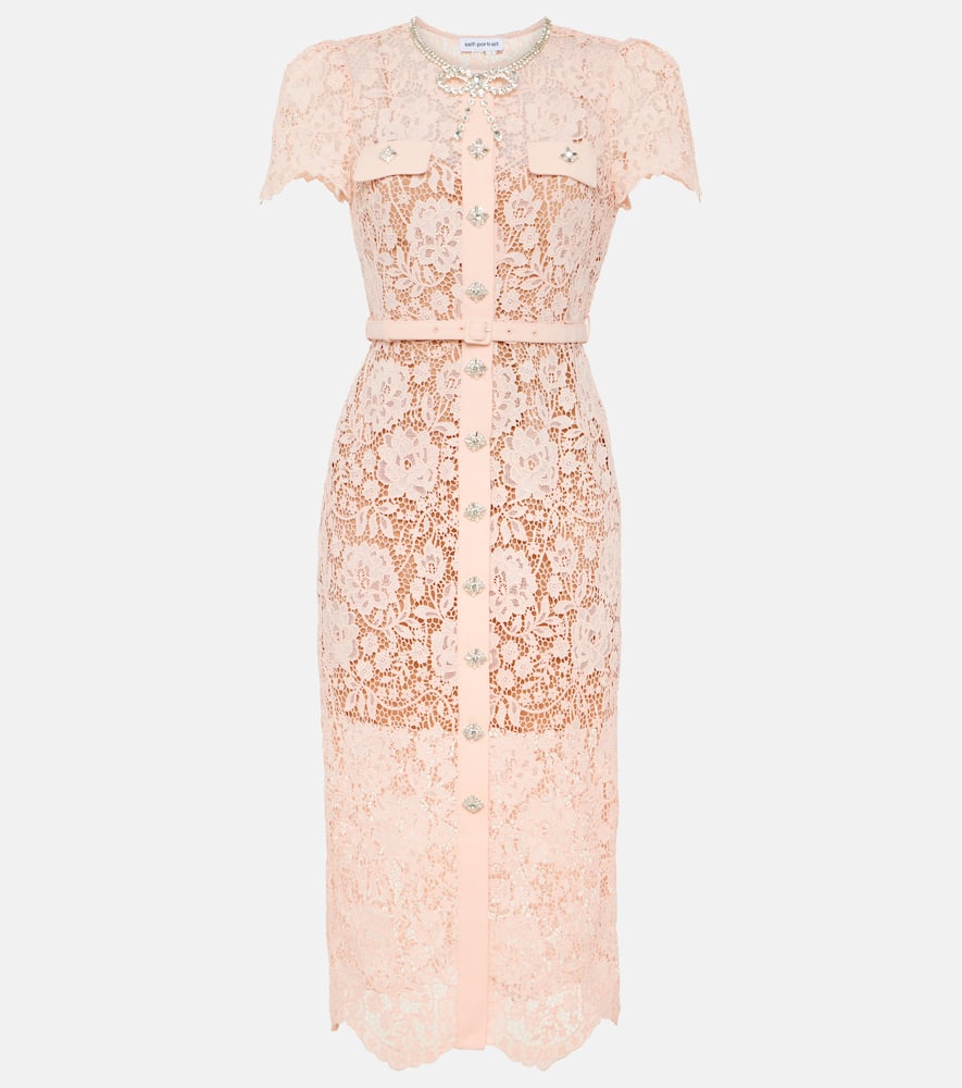 self portrait rose lace midi dress self-portrait - Pink Guipure Lace Midi Dress