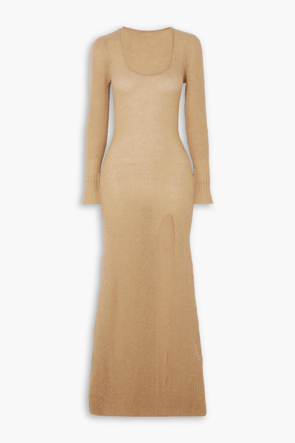 knee length dresses for ladies La Robe Maille Noeud Dress in Dark Brown main image 1