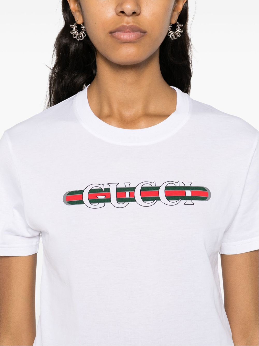 Gucci Logo-Print Cotton T-Shirt White Editorialist