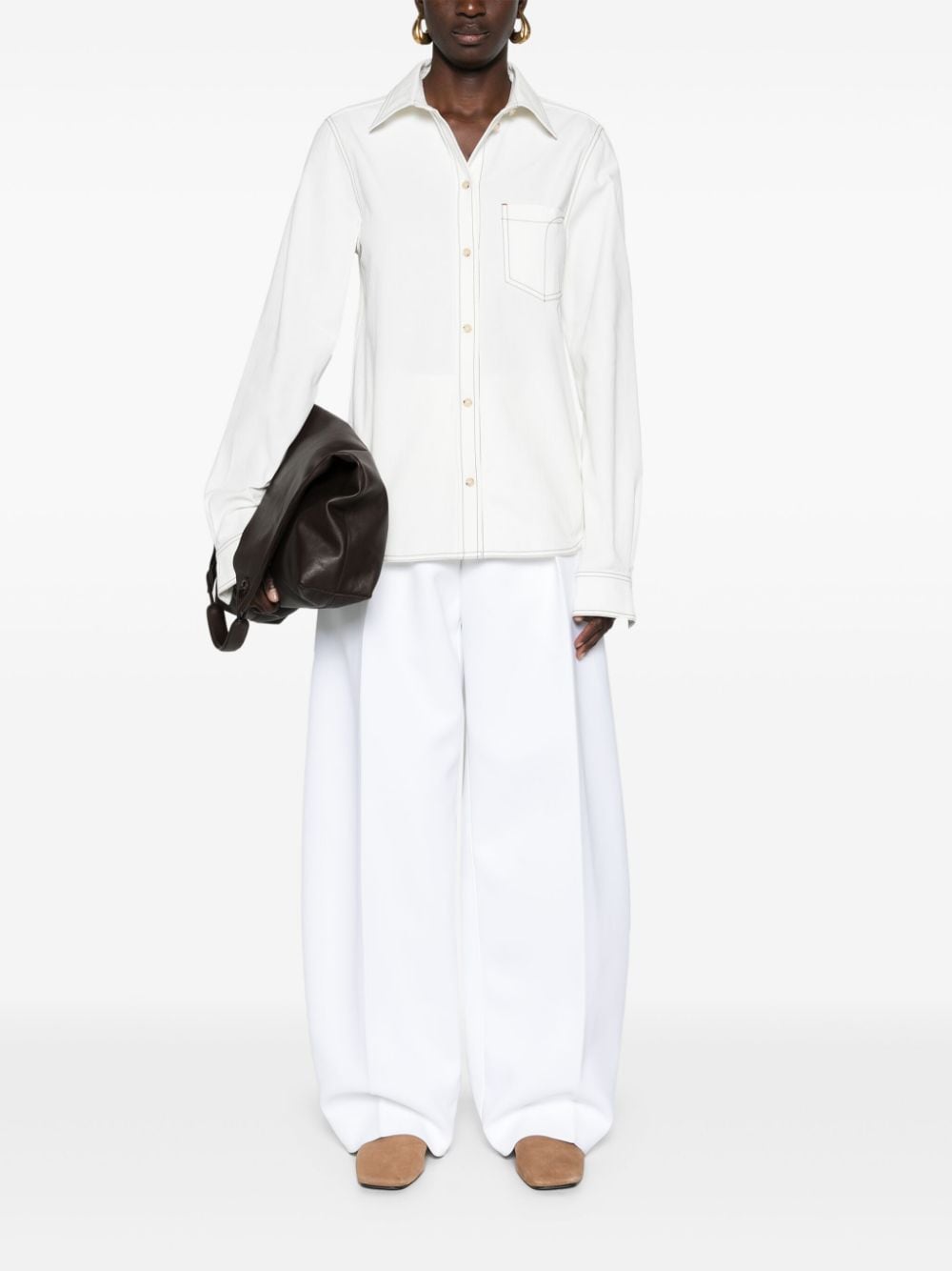 TOTÊME TOTEME Contrast-Stitching Organic Cotton Shirt
