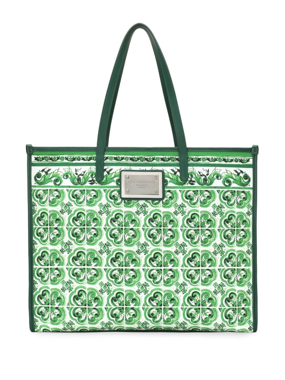 DOLCE & GABBANA Dolce & Gabbana Majolica Print Canvas Tote