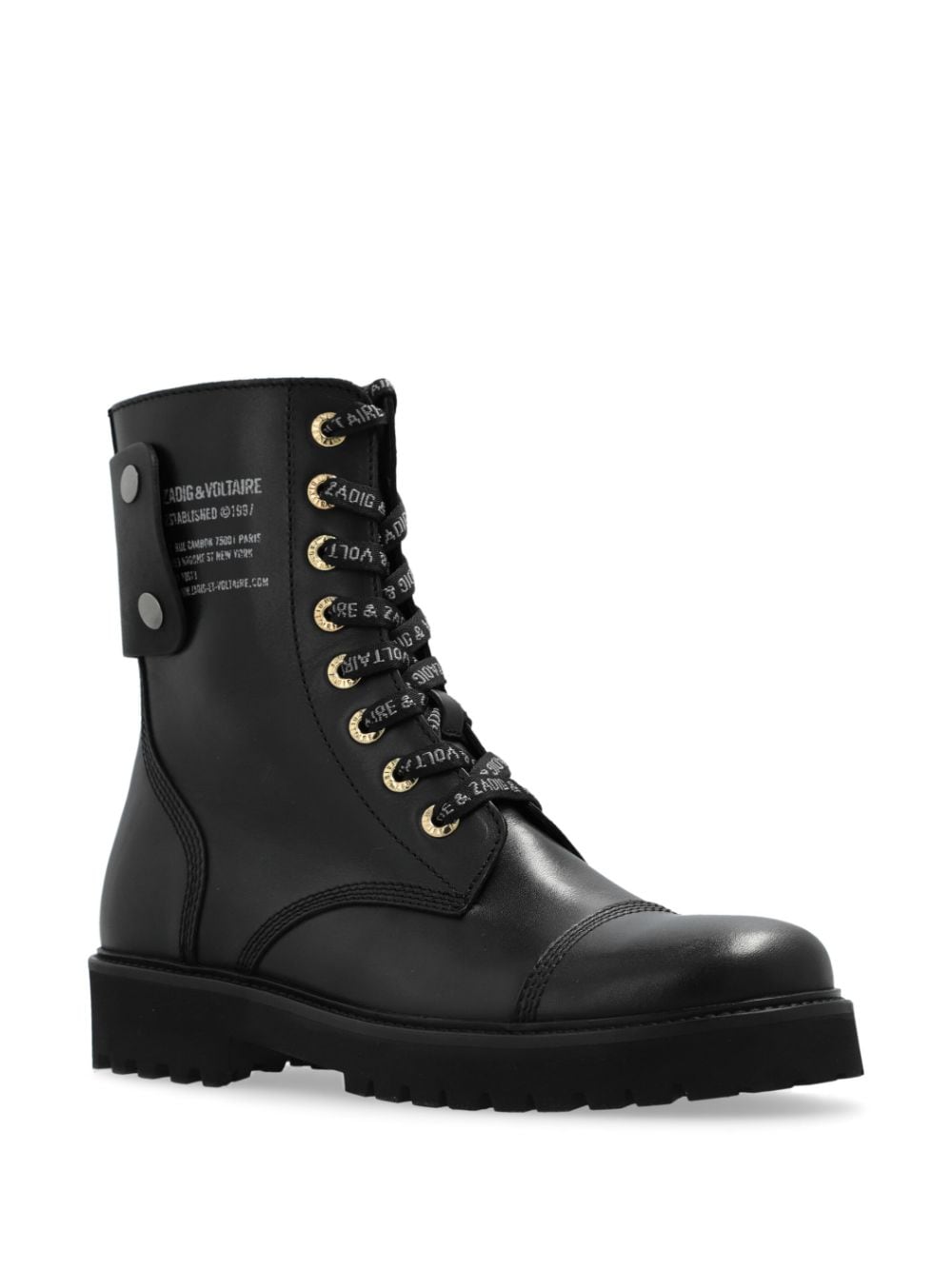 Zadig & Voltaire Black Leather Lace-Up Combat Boots with Red Zip Zadig & Voltaire Joe Fight Burgundy Leather Combat Boots  main image 3