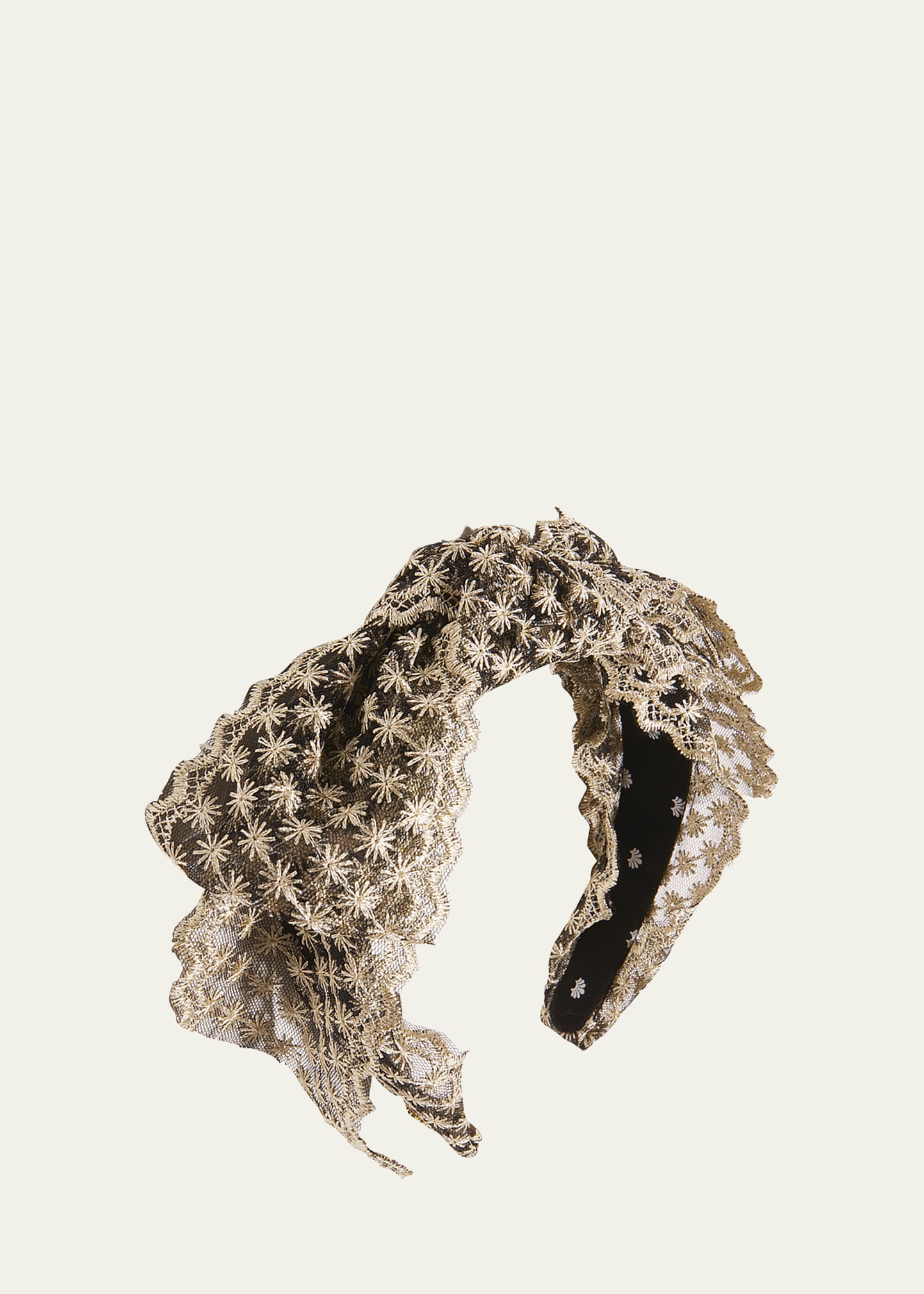 Lele Sadoughi Gold Shirley Wide Ribbon Headband Lele Sadoughi Lace Shirley Wide Ribbon Headband | eBay main image 2