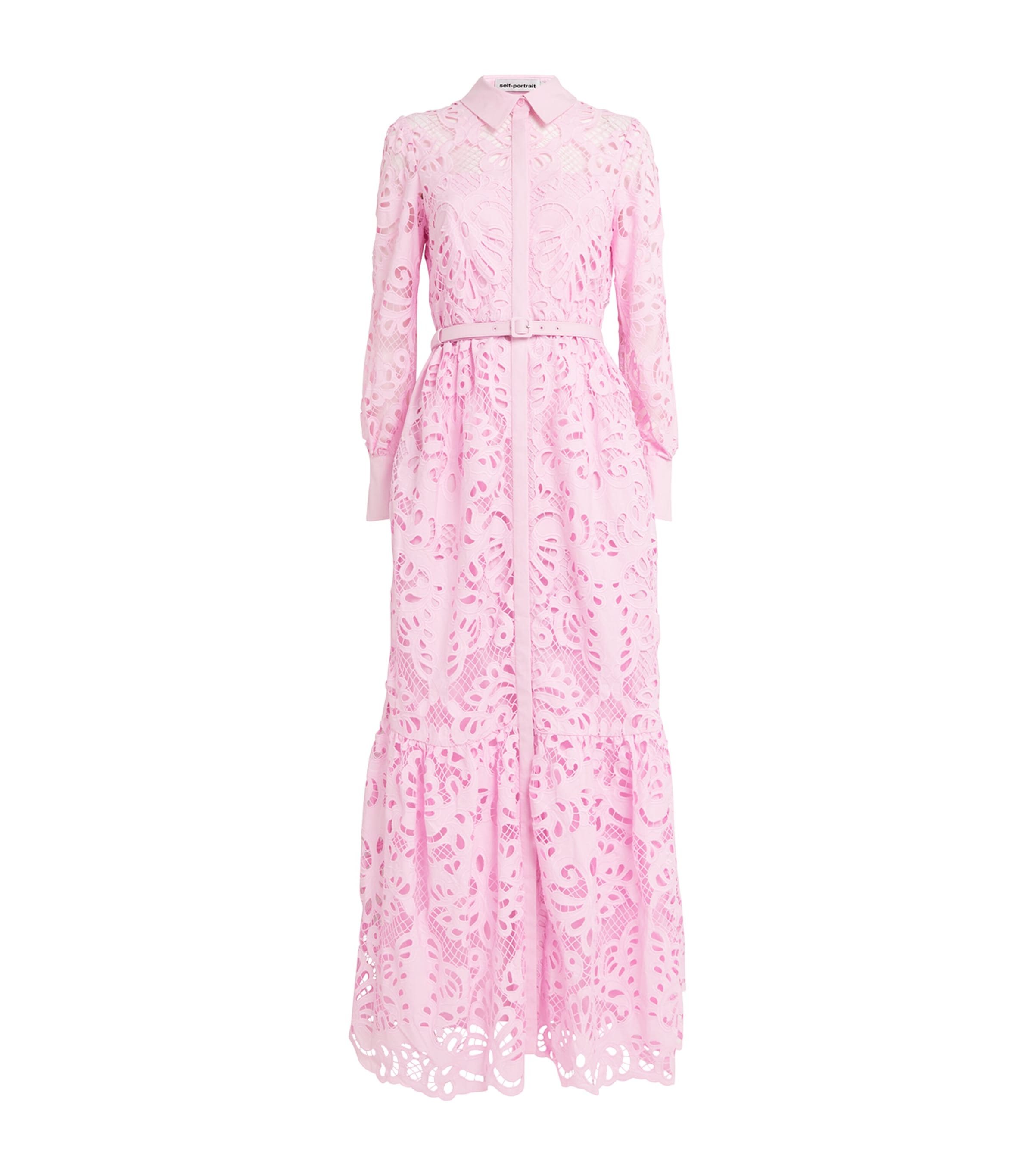 self portrait pink lace maxi dress Pale Pink Rhinestone Lace Maxi Dress self-portrait-US