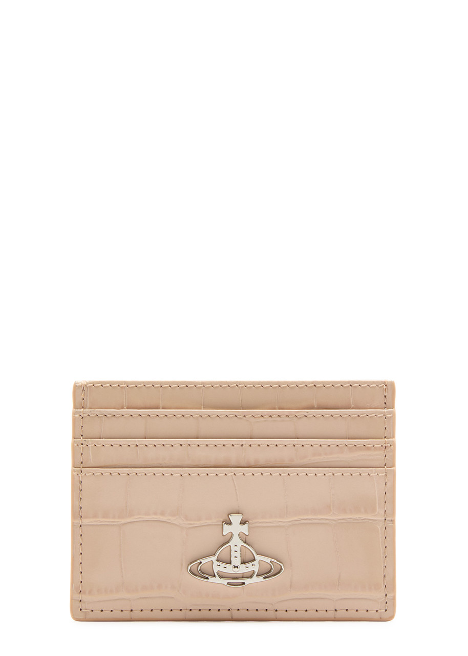 Vivienne Westwood Crocodile-Effect Leather Card Holder - Cream