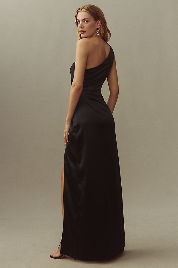 chinese dress ladies Soft Satin One Shoulder Side Slit Silky Long Mermaid Bridesmaid Dresses  Online