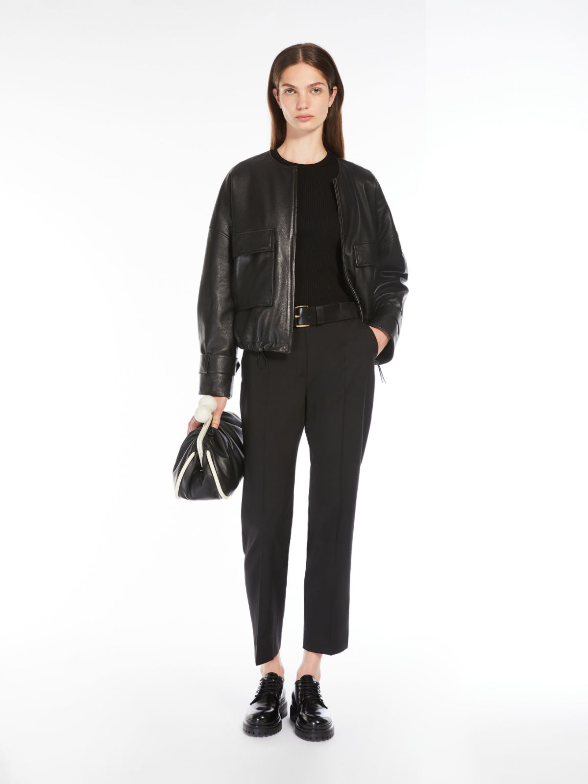 max mara weekend cigarette pants Max Mara Woollen Cloth Cigarette Trousers - Black