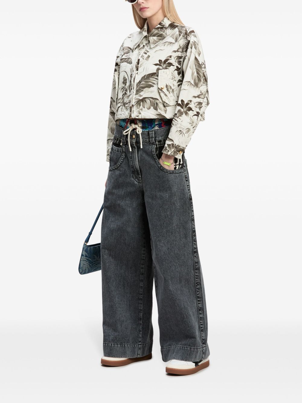 PALM ANGELS Palm Angels Monogram Wide-Leg Jeans