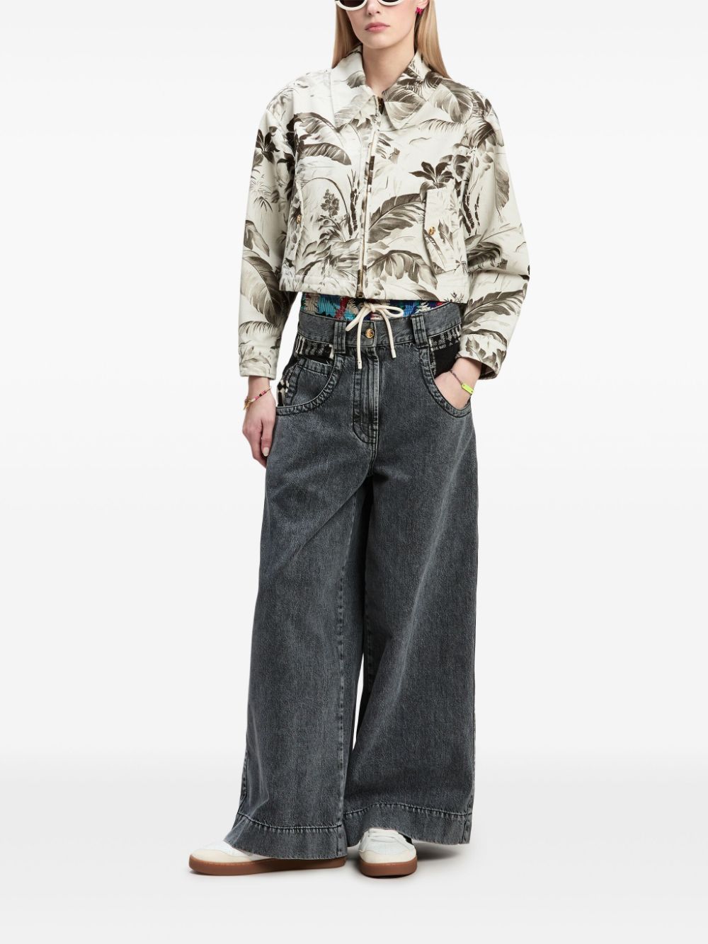 PALM ANGELS Palm Angels Palm-Tree Print Denim Jacket