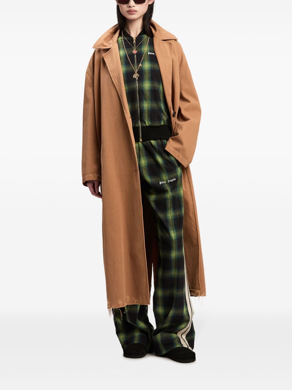 PALM ANGELS Palm Angels logo-embroidered plaid bomber jacket