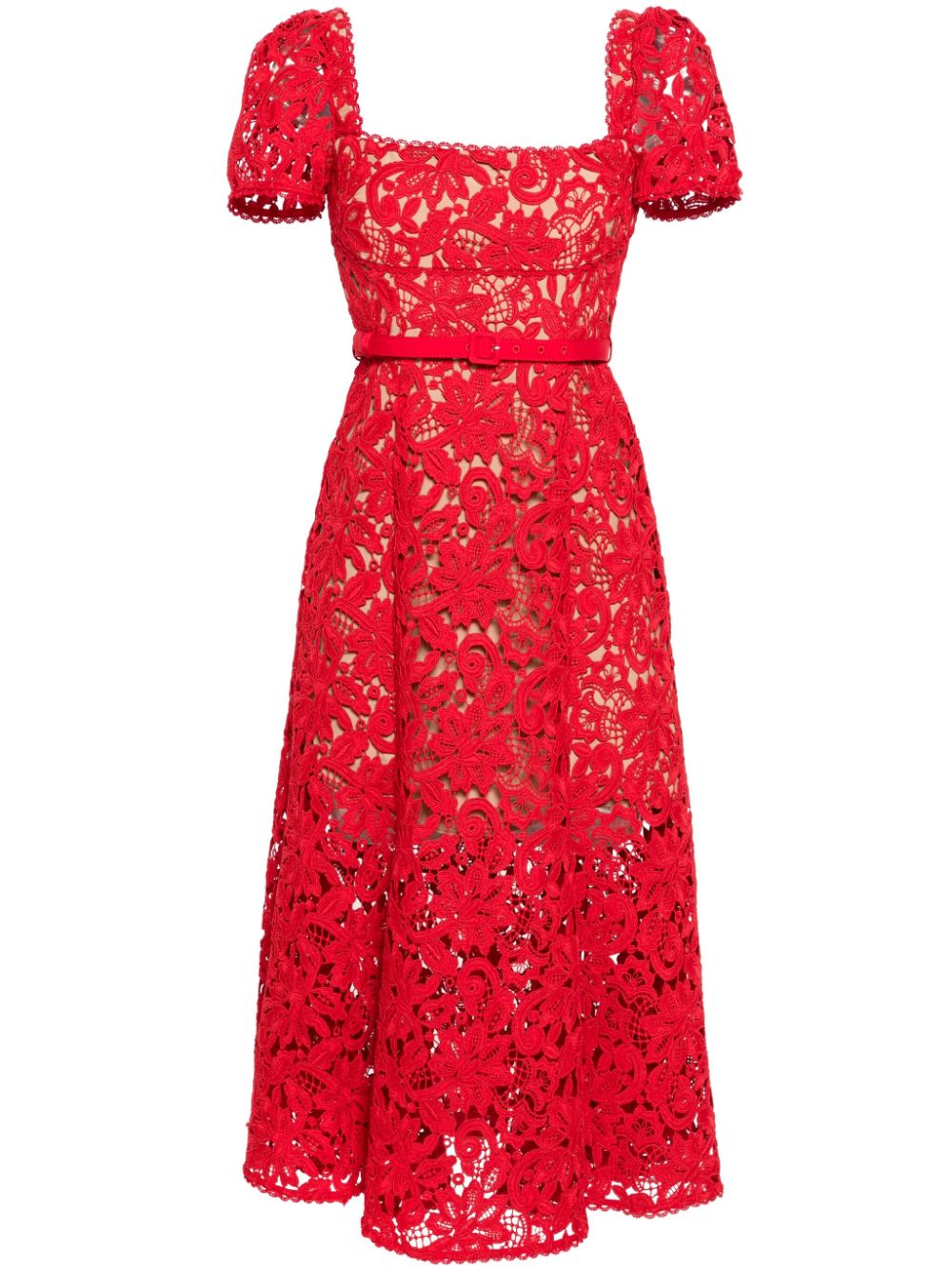 Self-Portrait Floral-Lace Midi Dress In Red - 31% Off | Editorialist Self-Portrait Floral-Lace Midi Dress In Red - 31% Off | Editorialist