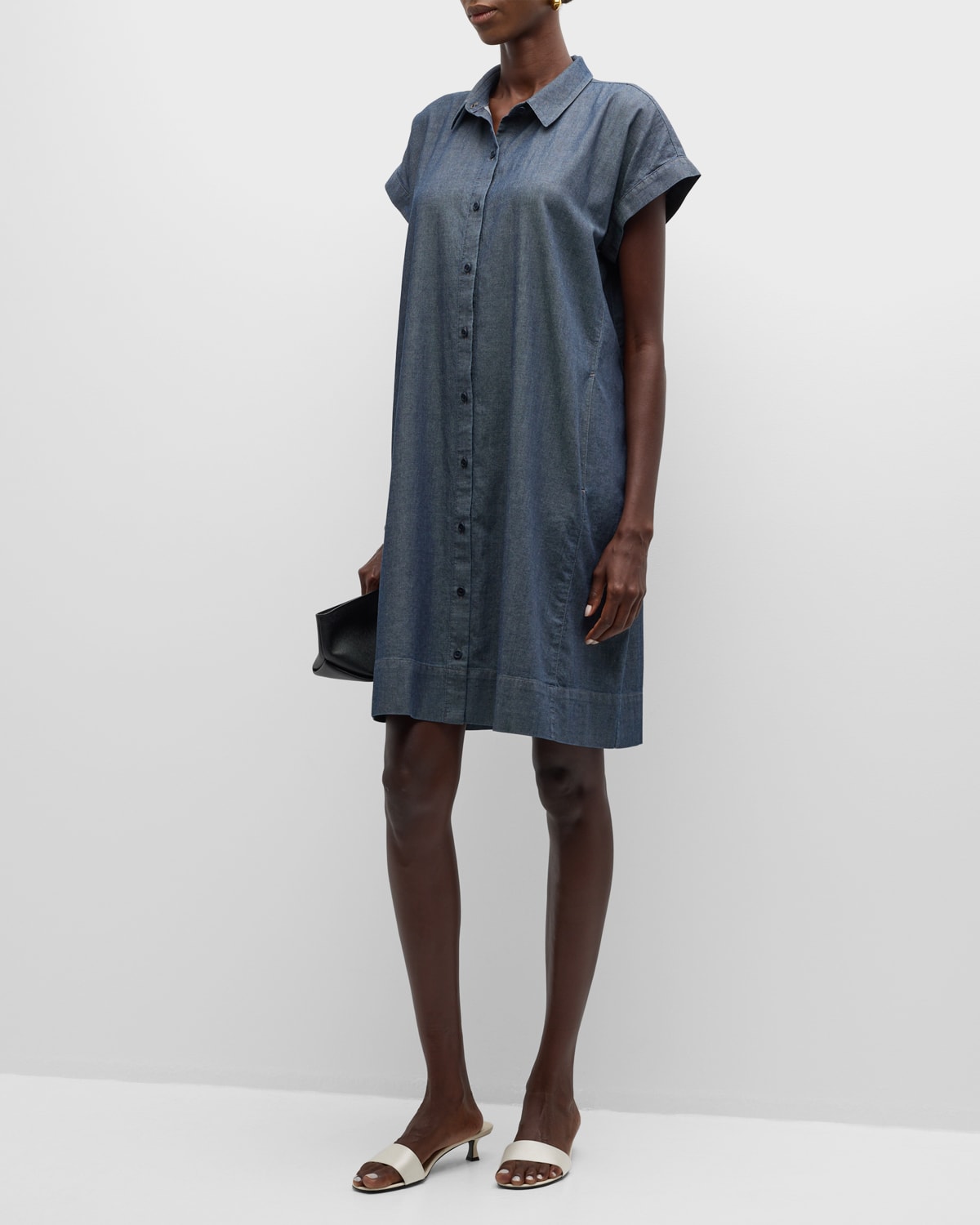 eileen fisher denim shift dress EILEEN FISHER Organic-Cotton Denim Dress