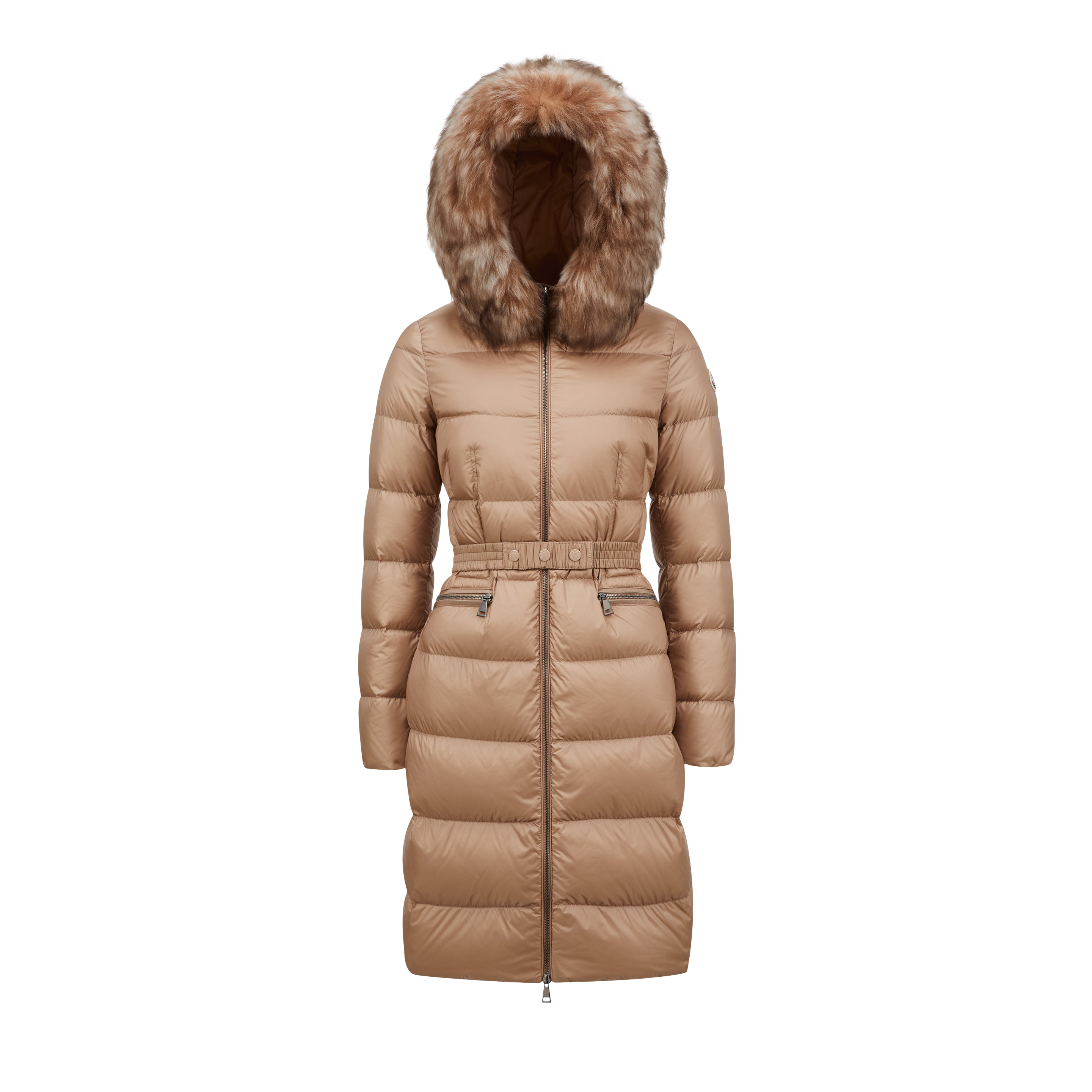 Moncler Boedic Long Down Jacket - Beige | Editorialist