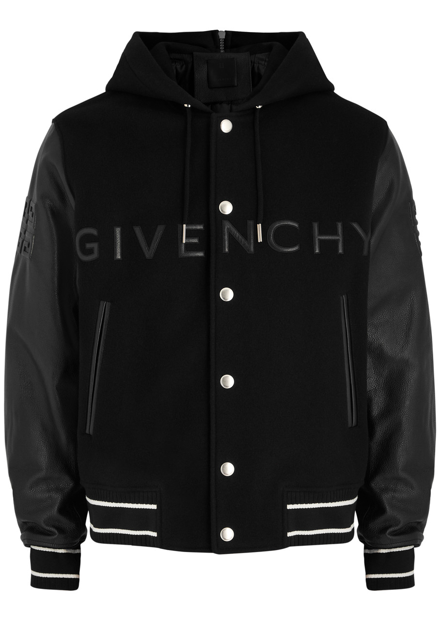 Buy Givenchy Logo Hooded Wool-blend Varsity Jacket - Black At 50