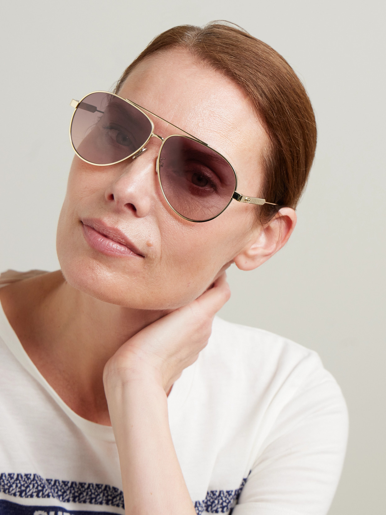Dior Cannage A1U aviator sunglasses DIOR EYEWEAR NeoDior A1U Aviator-Style Guilloché Silver-Tone  main image 3