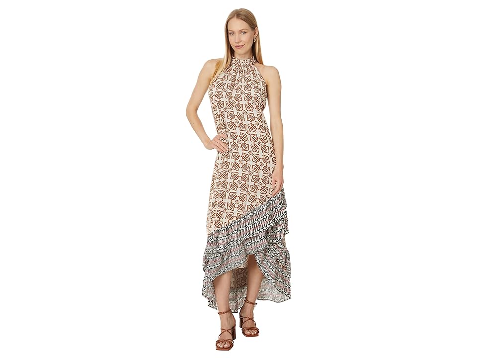 Vince Camuto Halter Neck Maxi Dress With Ruffle - Blue | Editorialist