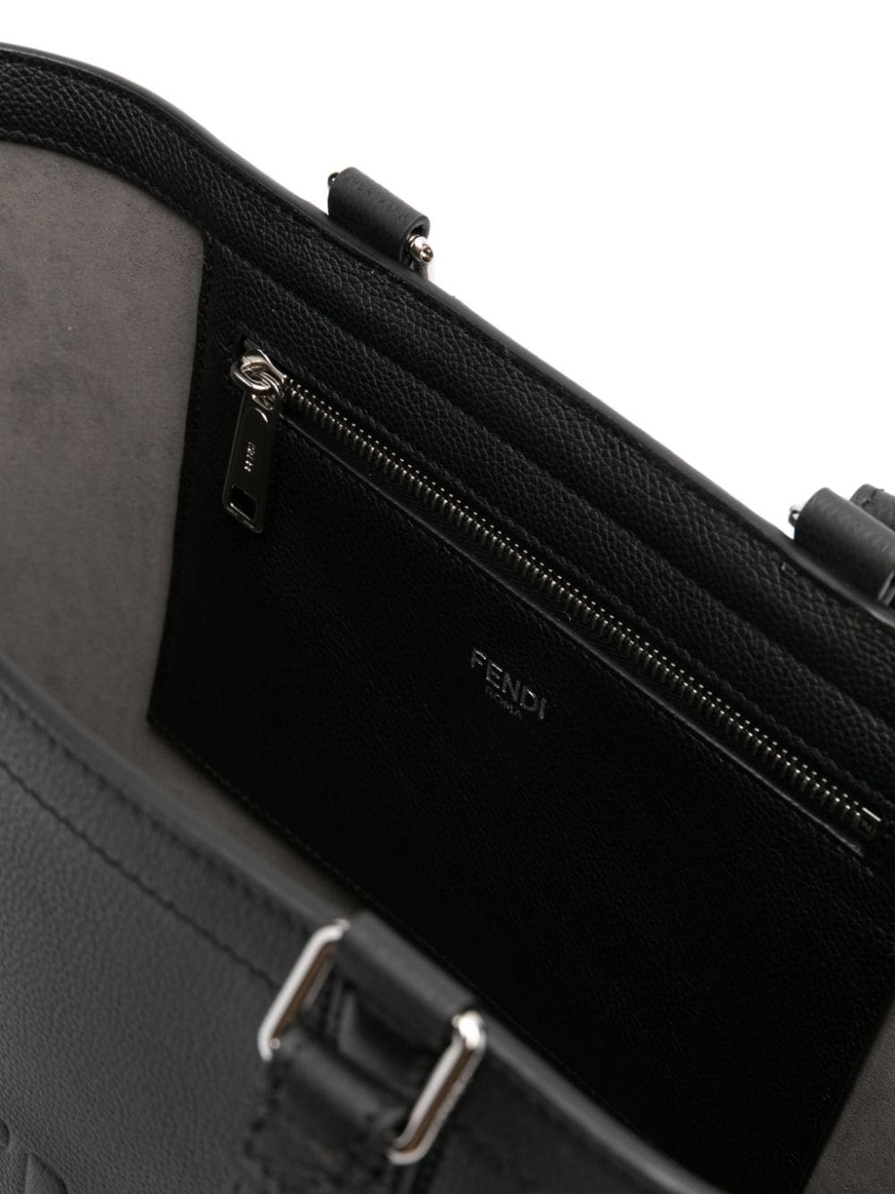 Fendi Roma Logo-embossed Leather Tote Bag - Black | Editorialist