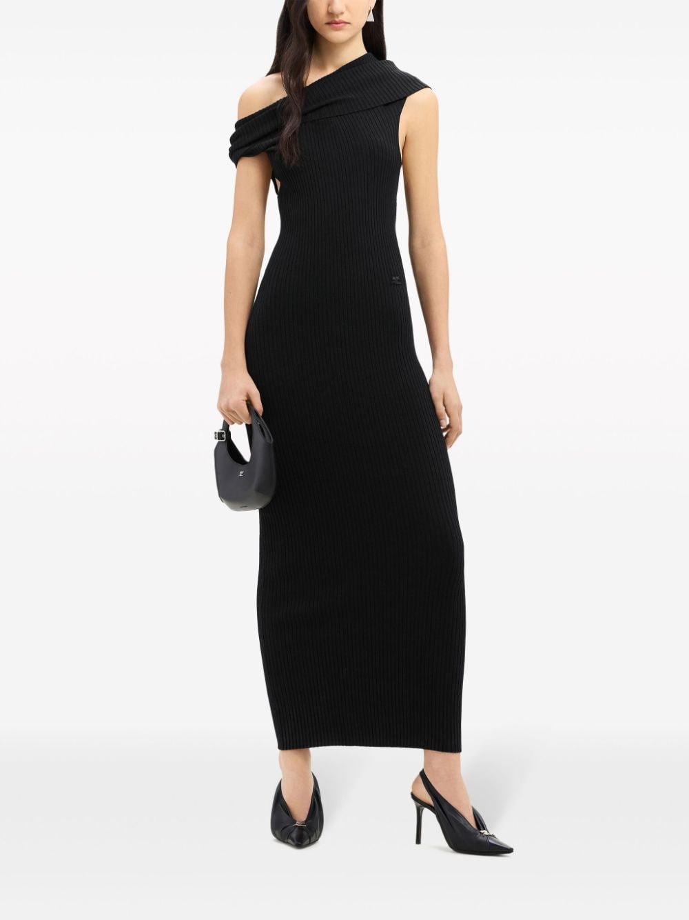 COURREGES Courrèges Assymetric Ribbed-Knit Long Dress