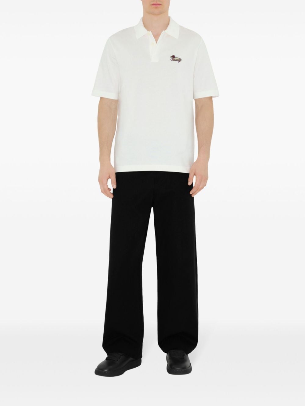 BURBERRY logo-patch cotton polo shirt